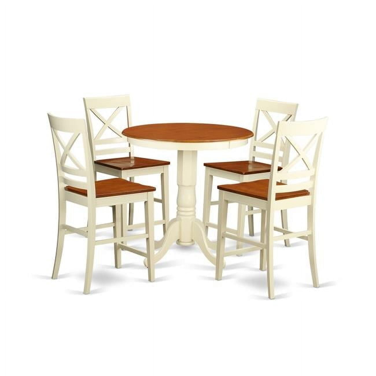 Pub Table & 4 Counter Height Chairs, White Finish - Walmart.com