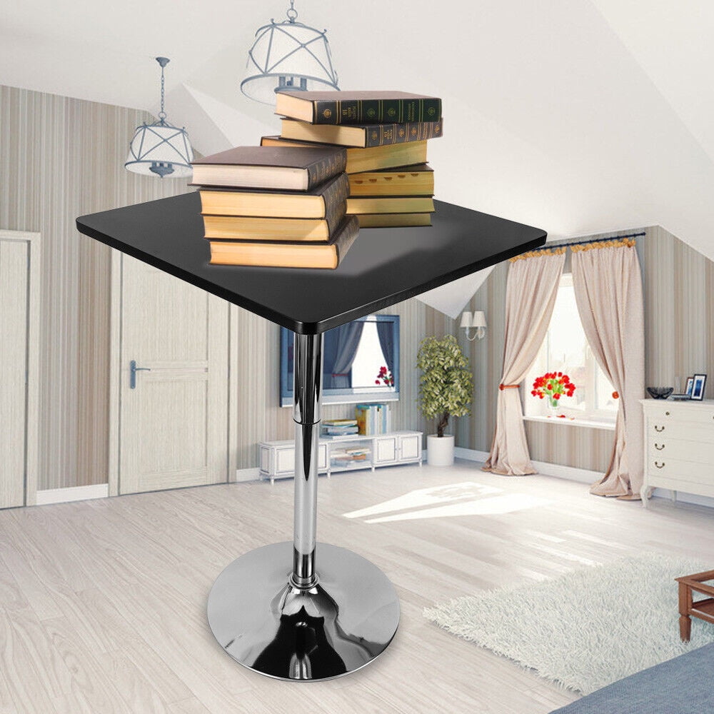 Pub Table Square High Table Black Top Pedestal Tall Tables Cocktail Bar ...