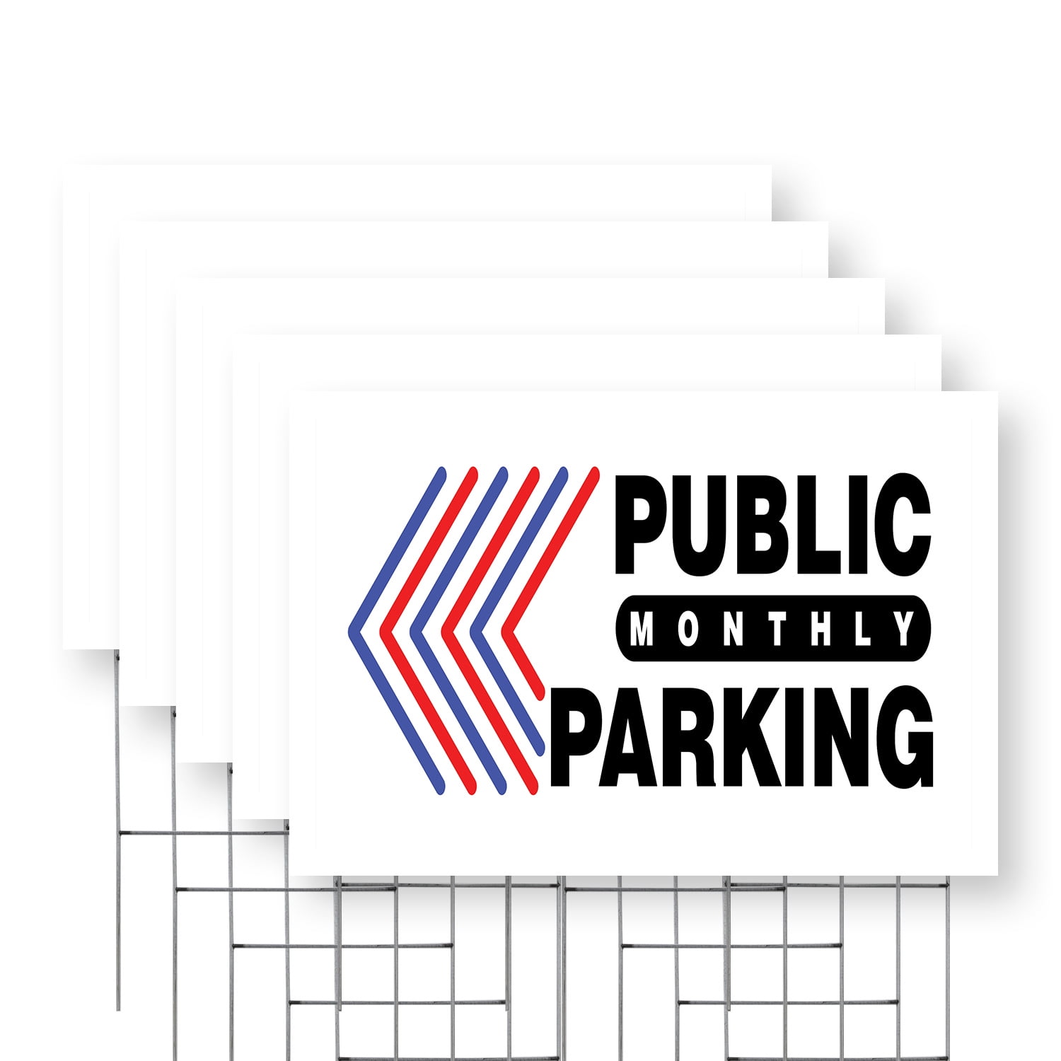 Public Monthly Parking Left Yard Sign 5 Pack of 24 Inch x 36 Inch ...