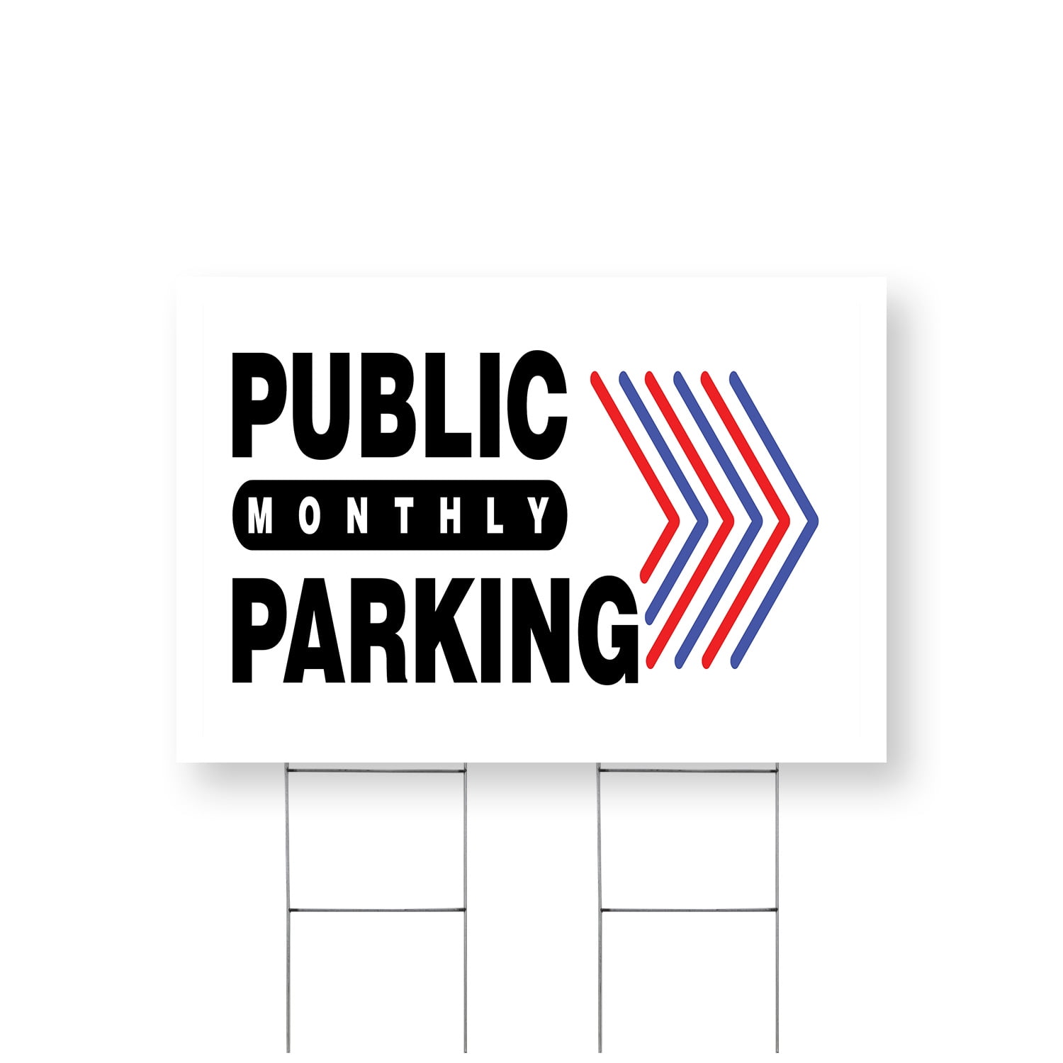 Public Monthly Parking Right Yard Sign 24 Inch x 36 Inch Single Sided ...