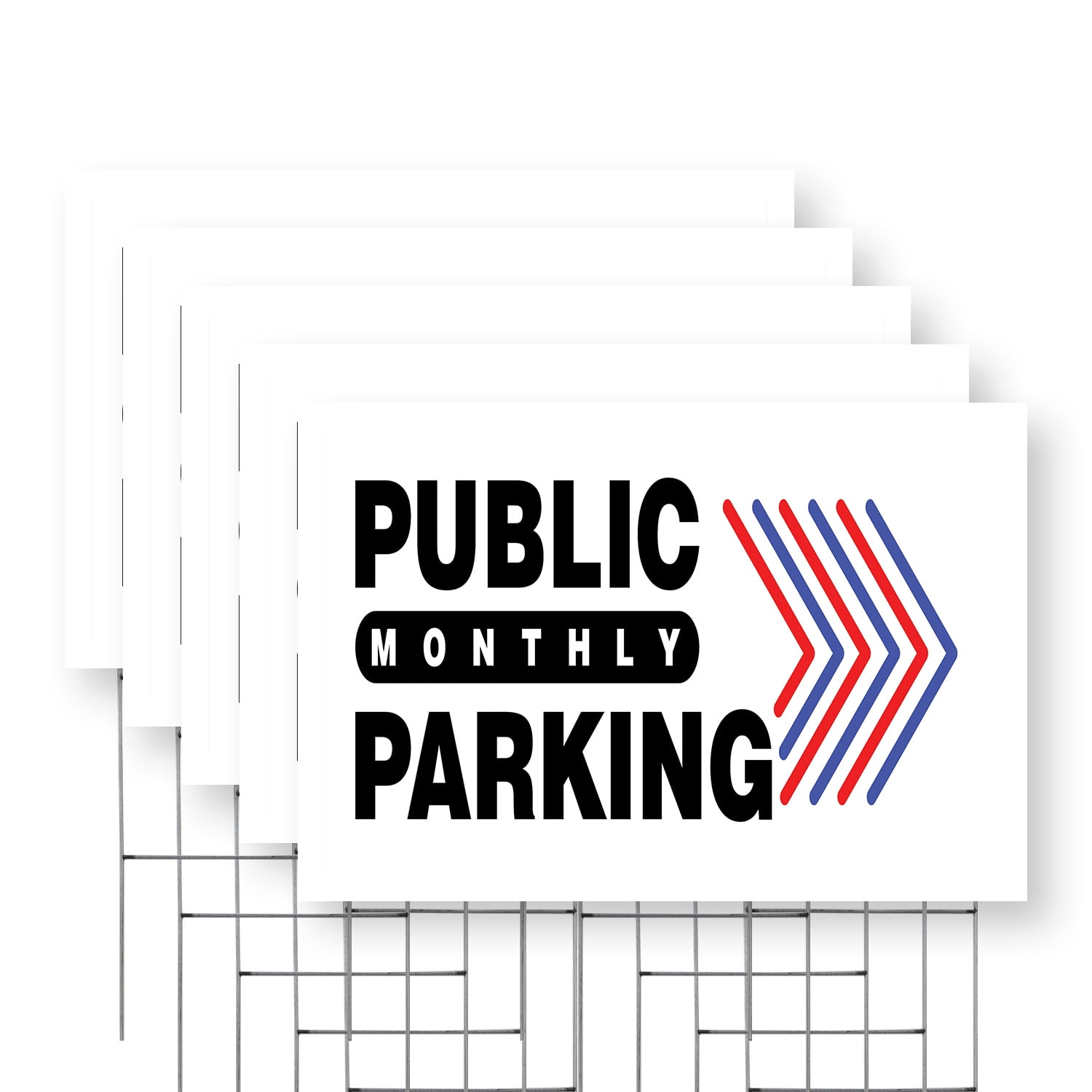 Public Monthly Parking Right Yard Sign 5 Pack of 24 Inch x 36 Inch ...
