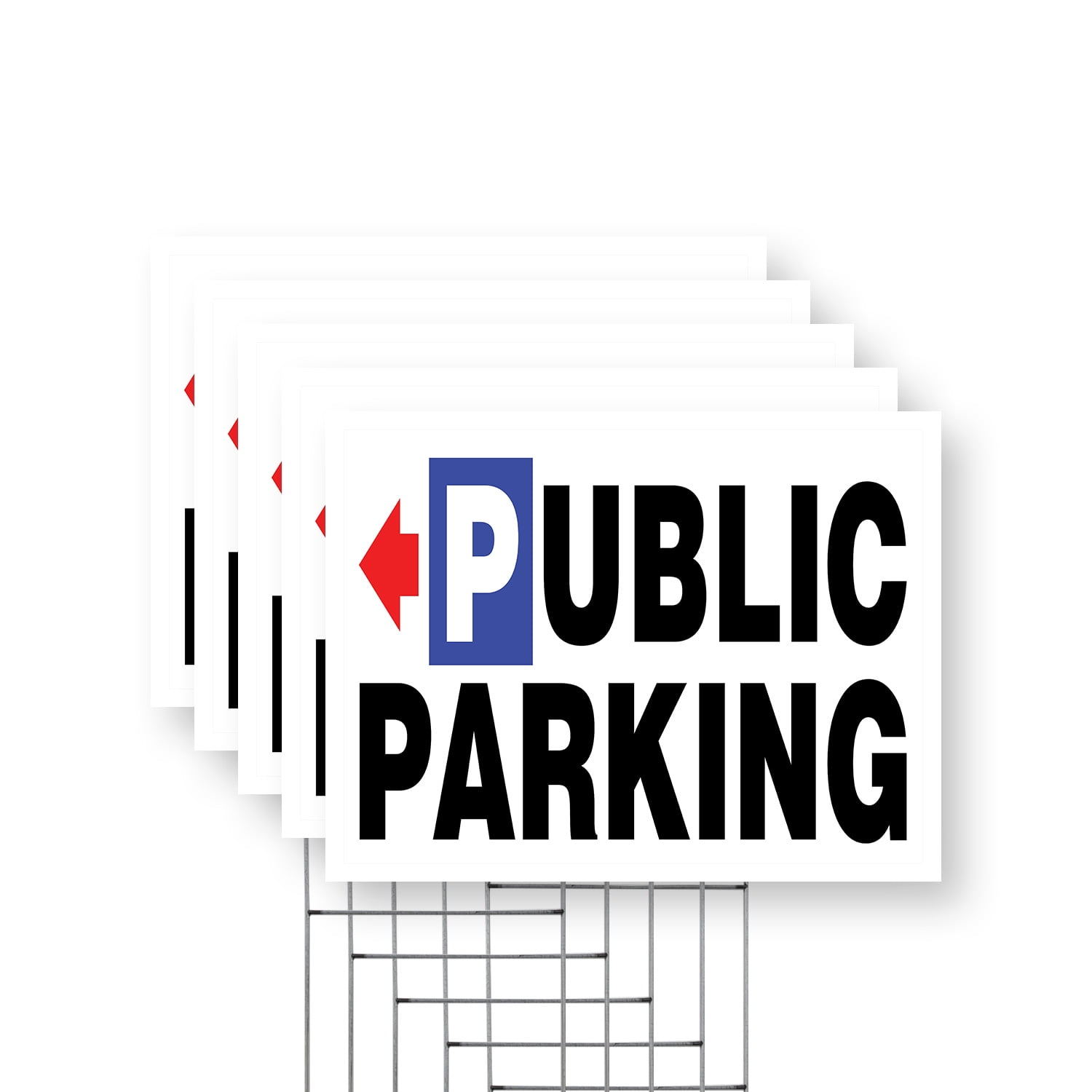 Public Parking Left Yard Sign 5 Pack of 12 Inch x 16 Inch Double Sided ...