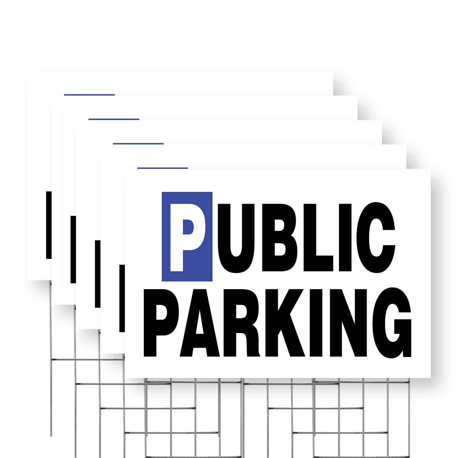 Public Parking Yard Sign 5 Pack of 24 Inch x 36 Inch Double Sided ...