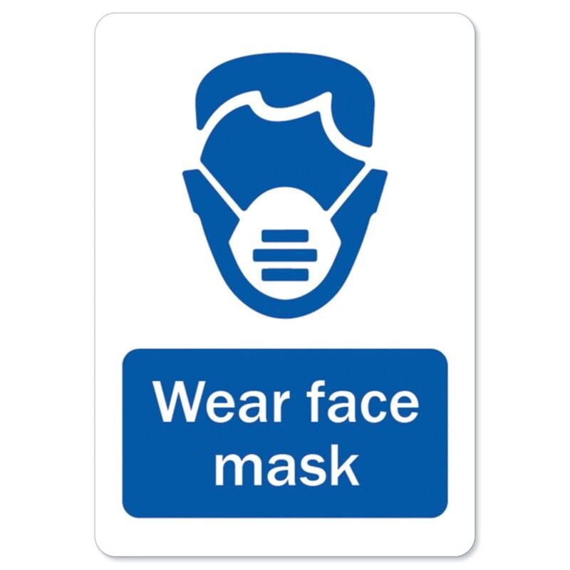 Public Safety Metal Sign Wear Face Mask Heavy Duty Size: 12" x 16 ...