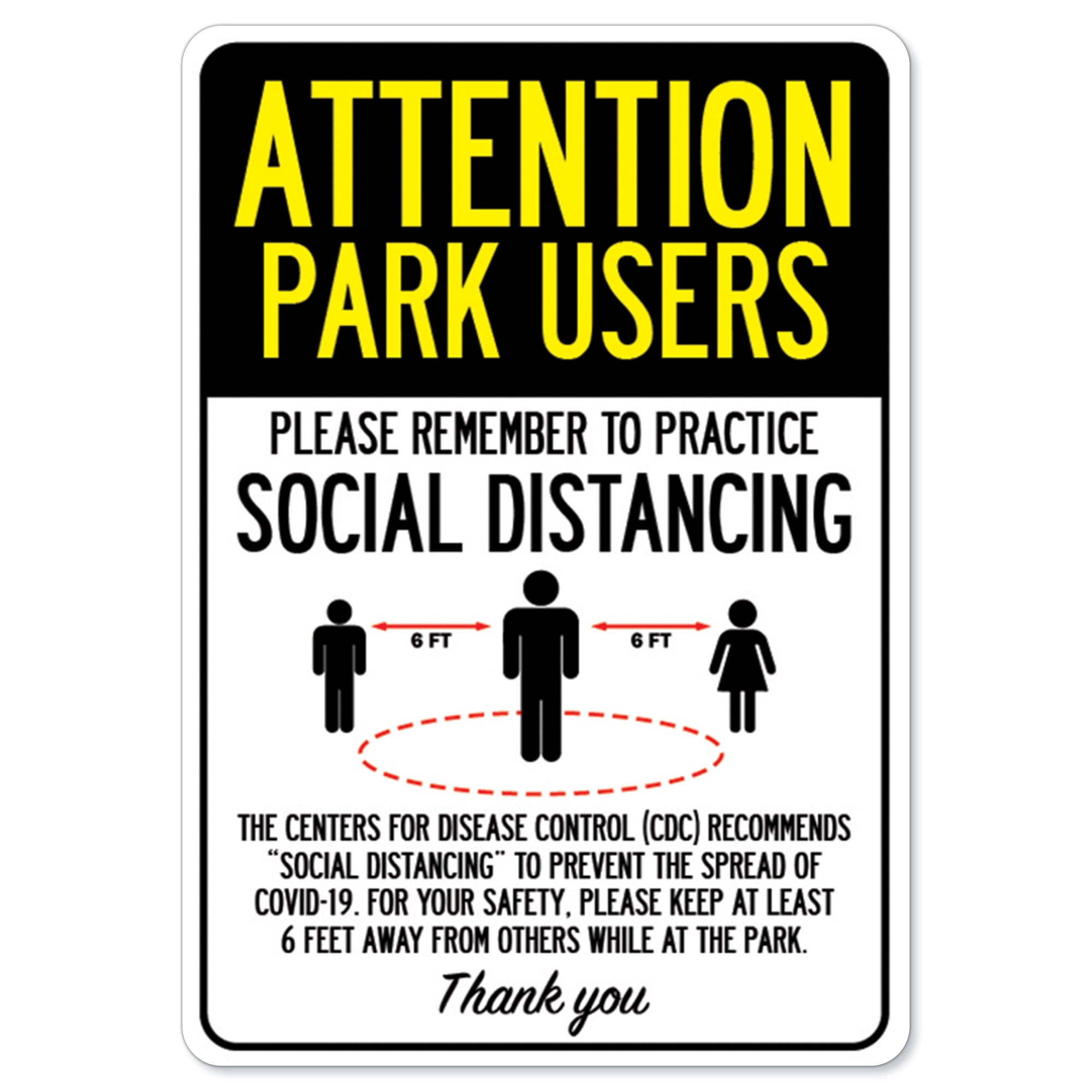 Public Safety Sign - Attention Park Users Practice Social Distancing ...