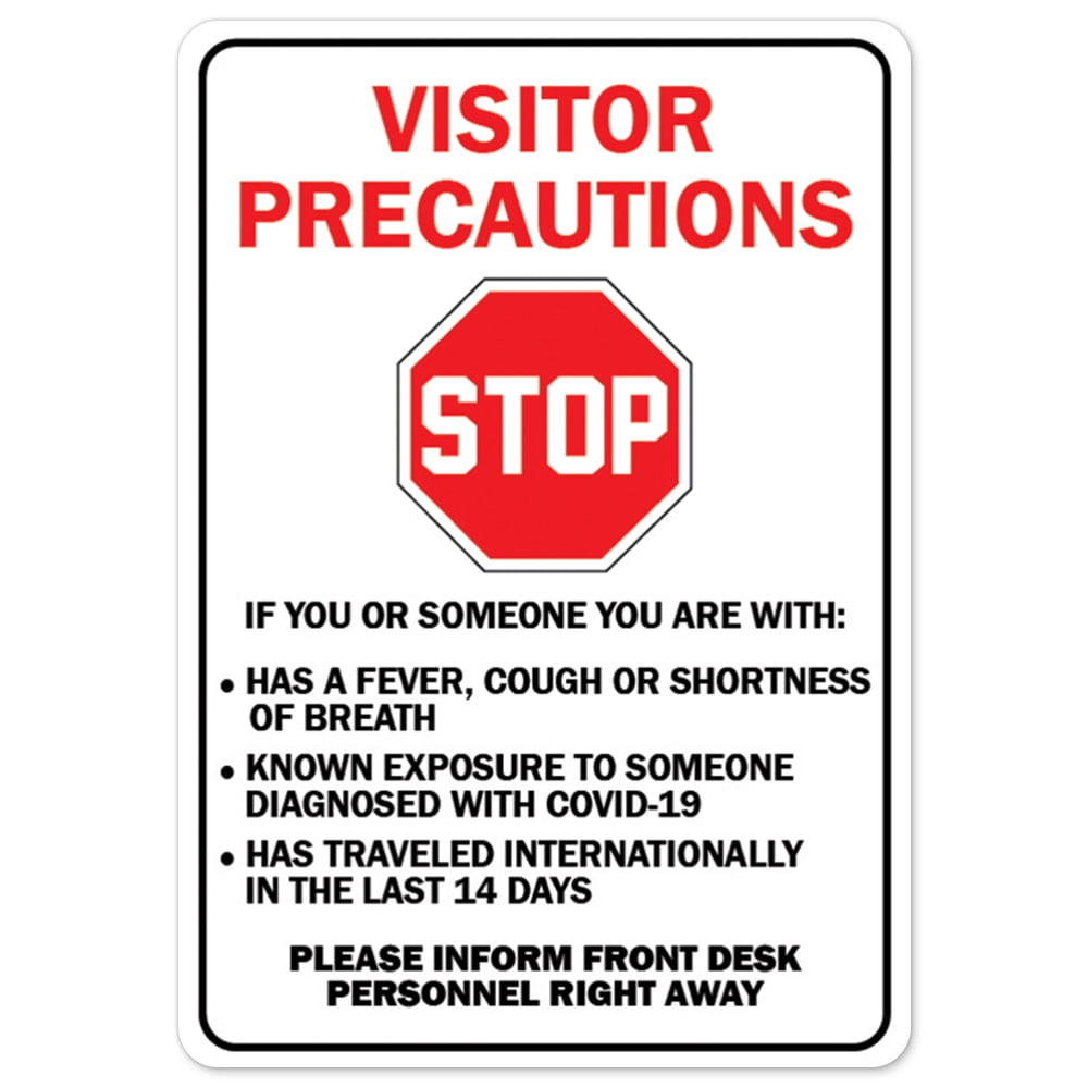 Public Safety Sign - Stop Visitor Precautions | Peel And Stick Wall ...