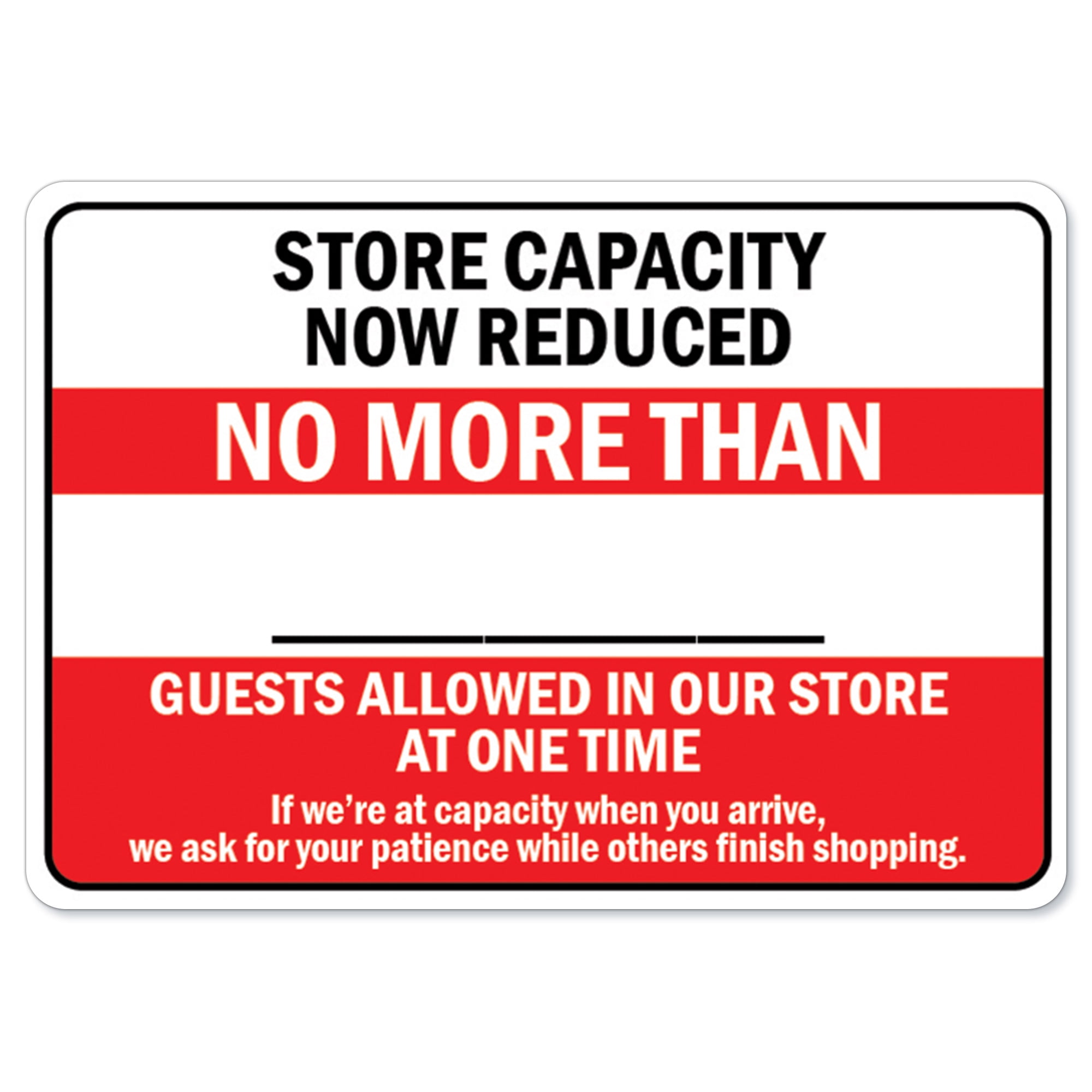 Public Safety Sign - Store Capacity Now Reduced No More Than | Peel And ...