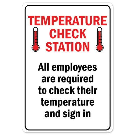 Public Safety Sign - Temperature Check Station | Vinyl Decal | Protect ...