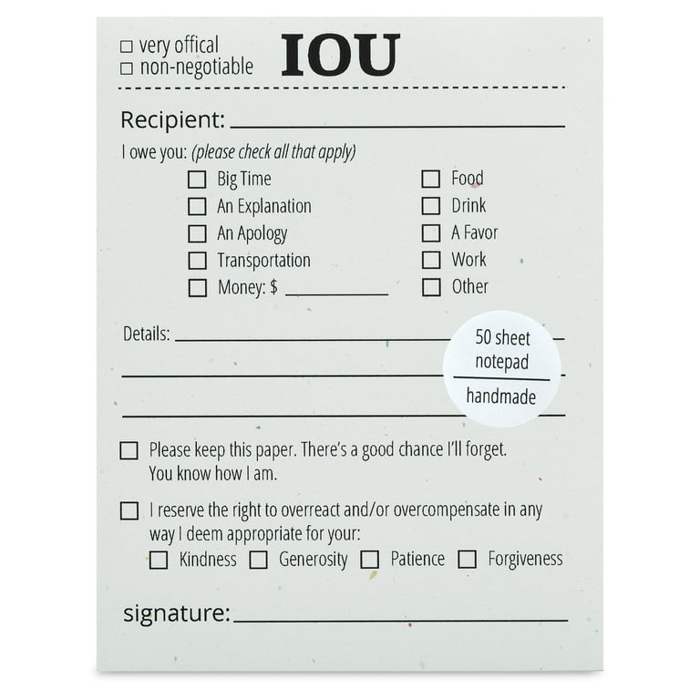 Funny Iou Printable Templates