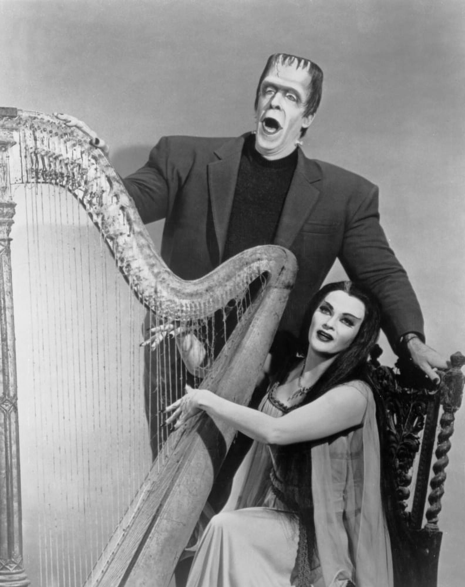 Publicity Still from The Munsters Herman & Lily with Harp Photo Print ...