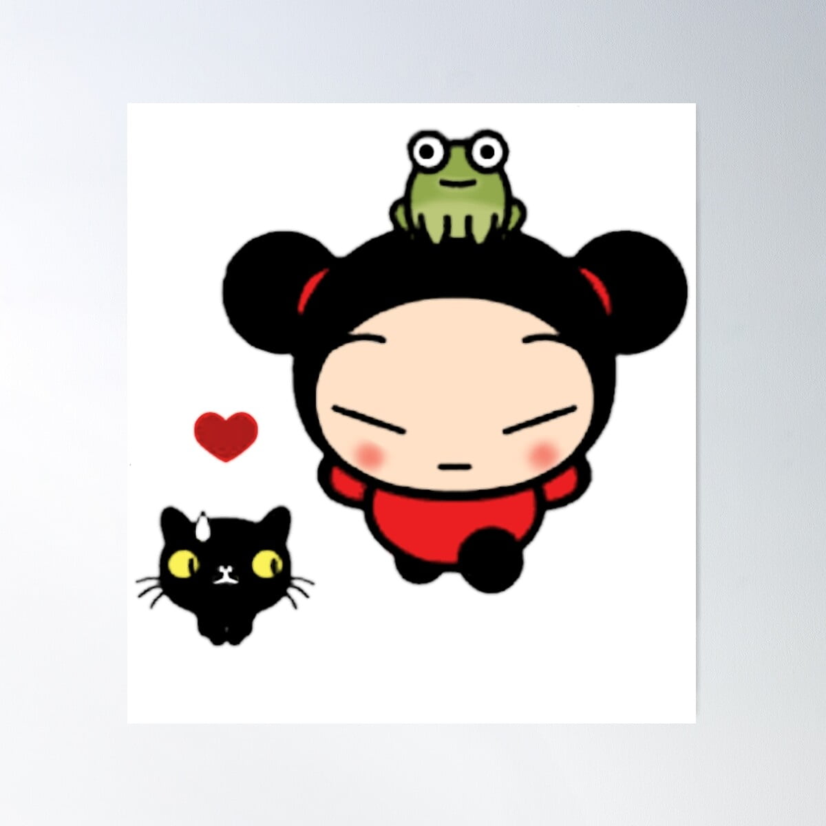 Pucca With Her Cat And Frog Poster Wall Art, Modern Wall Decor For ...