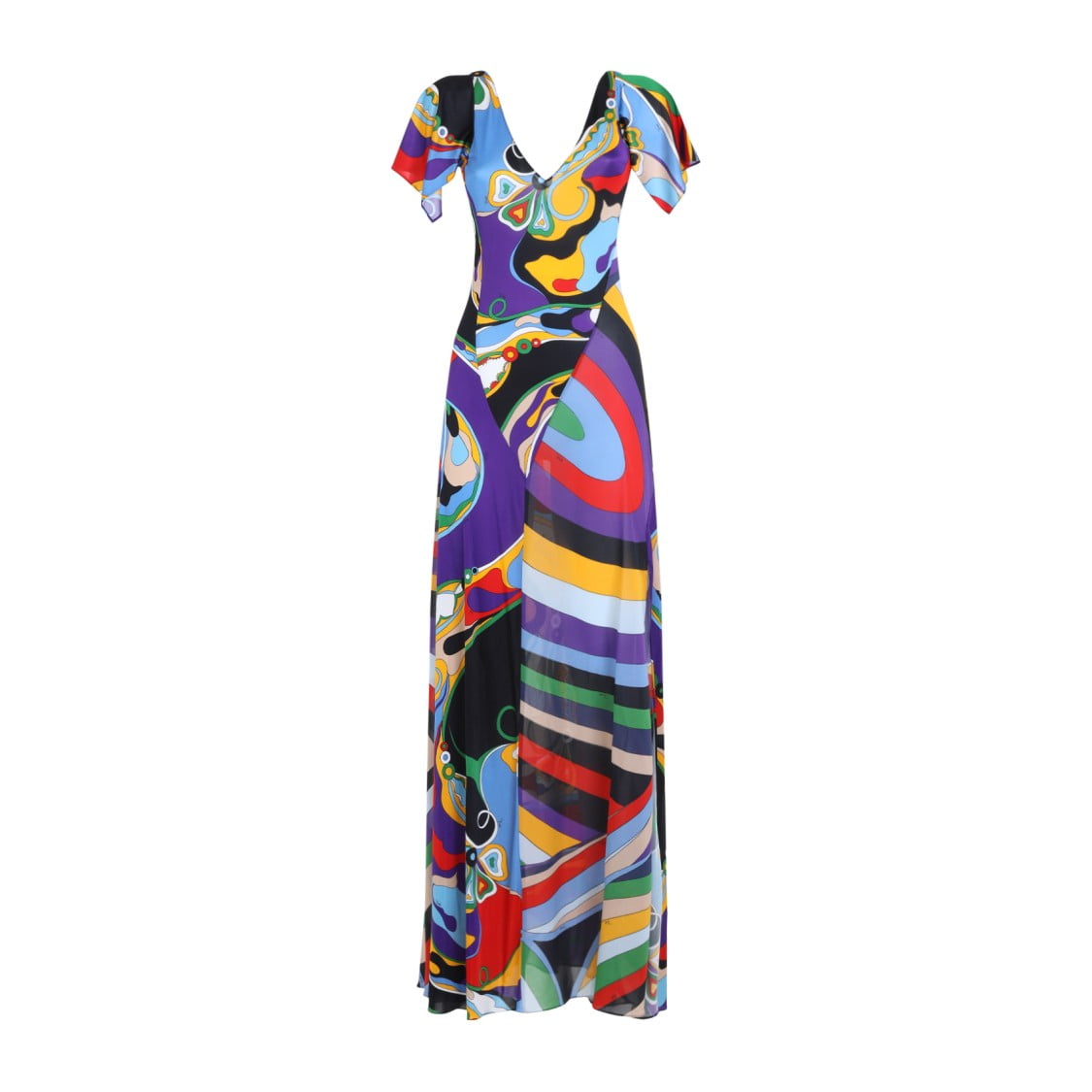 Pucci Women's Multicolor Viscose Dress With Deep V-Neckline Multicolor ...