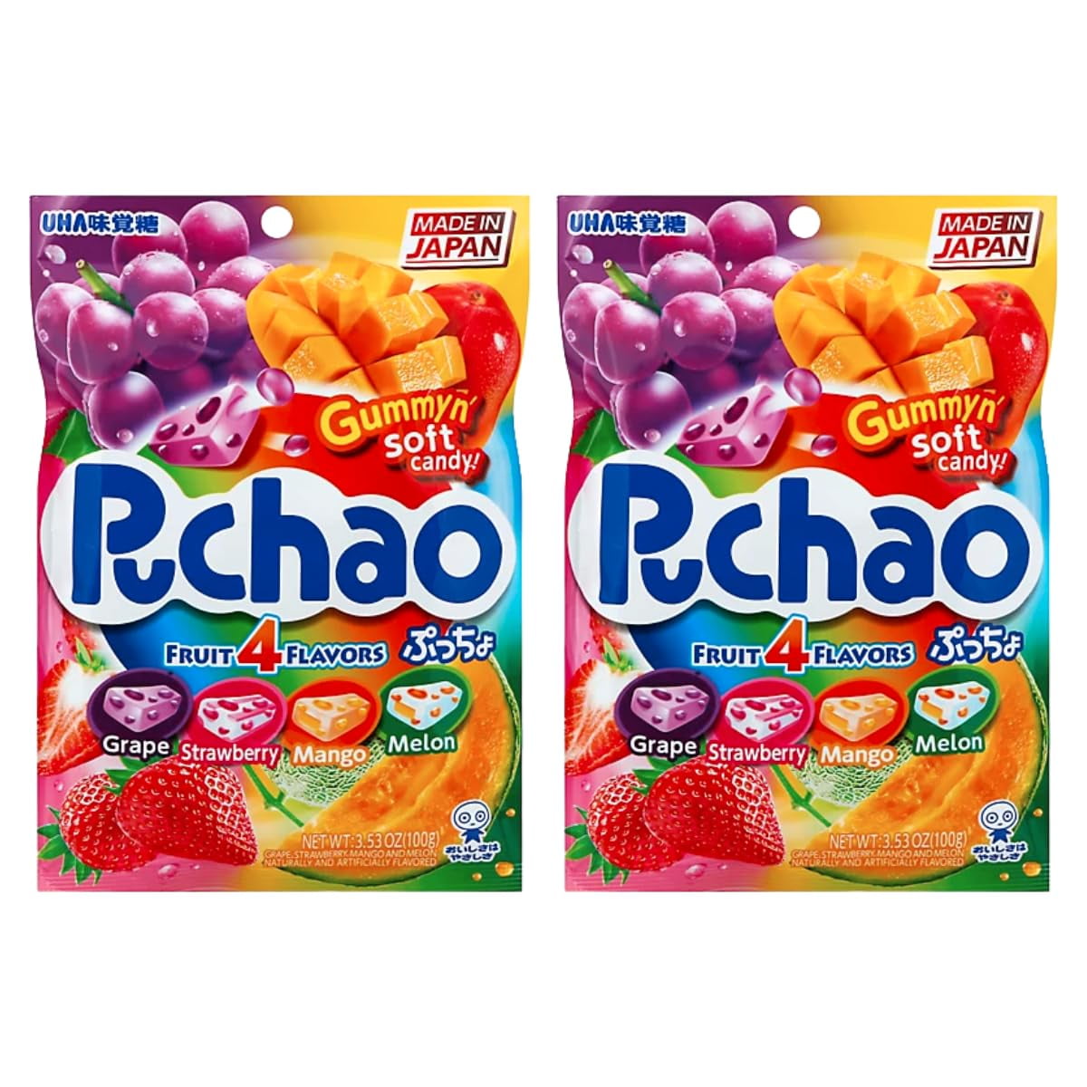 Puchao Japanese Gumming Soft RE32Candy Variety Pack 4 Fruits Soda and ...