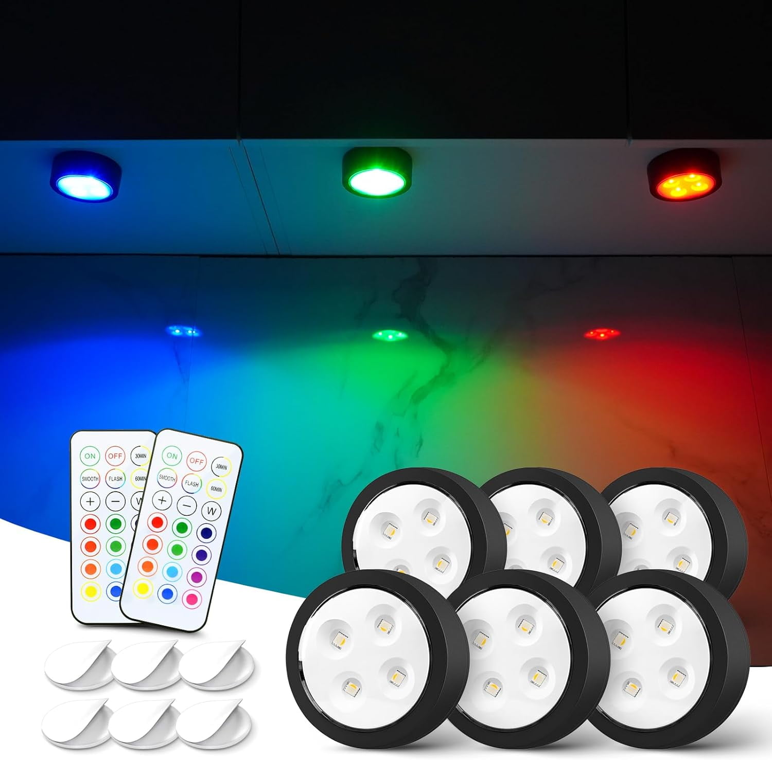 Puck Lights Led Push Lights for Bedroom with Remote Battery Operated ...