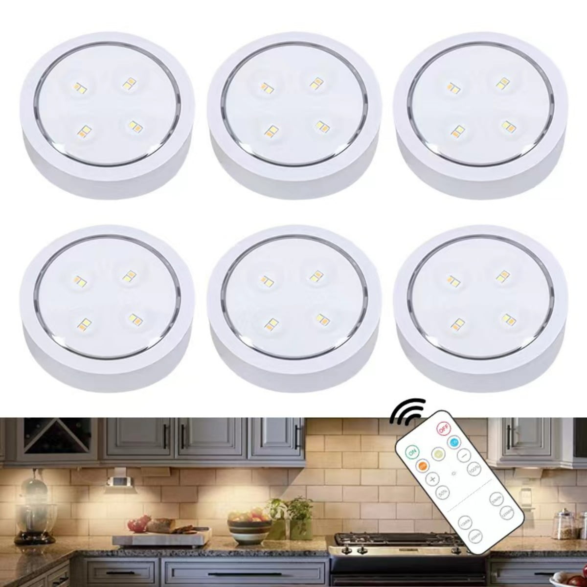 Puck Lights with Remote, 14 Colors Changeable RGB LED Under Cabinet Lighting, 1200mAh ...