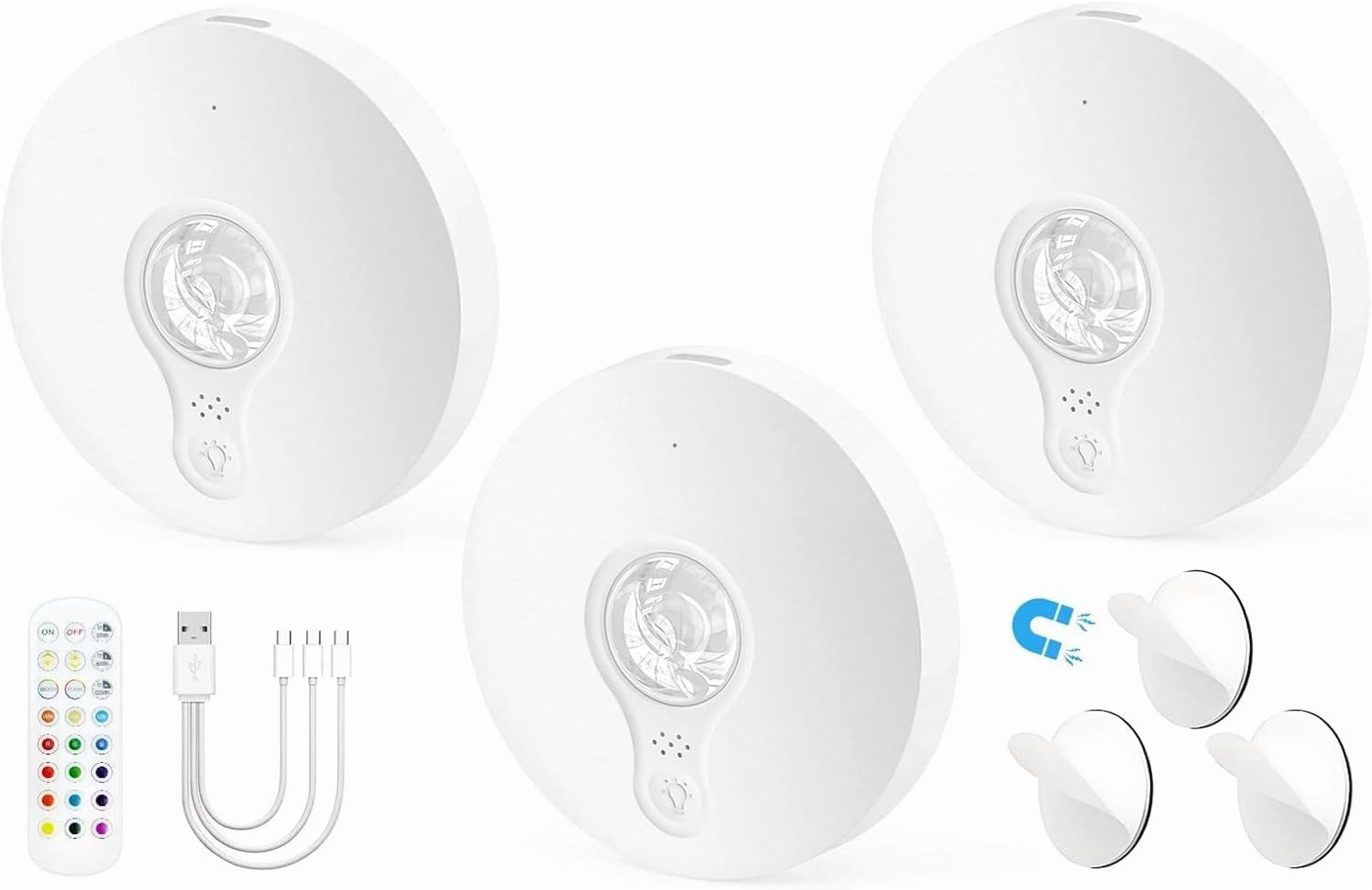 Puck Lights with Remote, 3 Under Cabinet Lighting, 1500mAh Operated Tap ...
