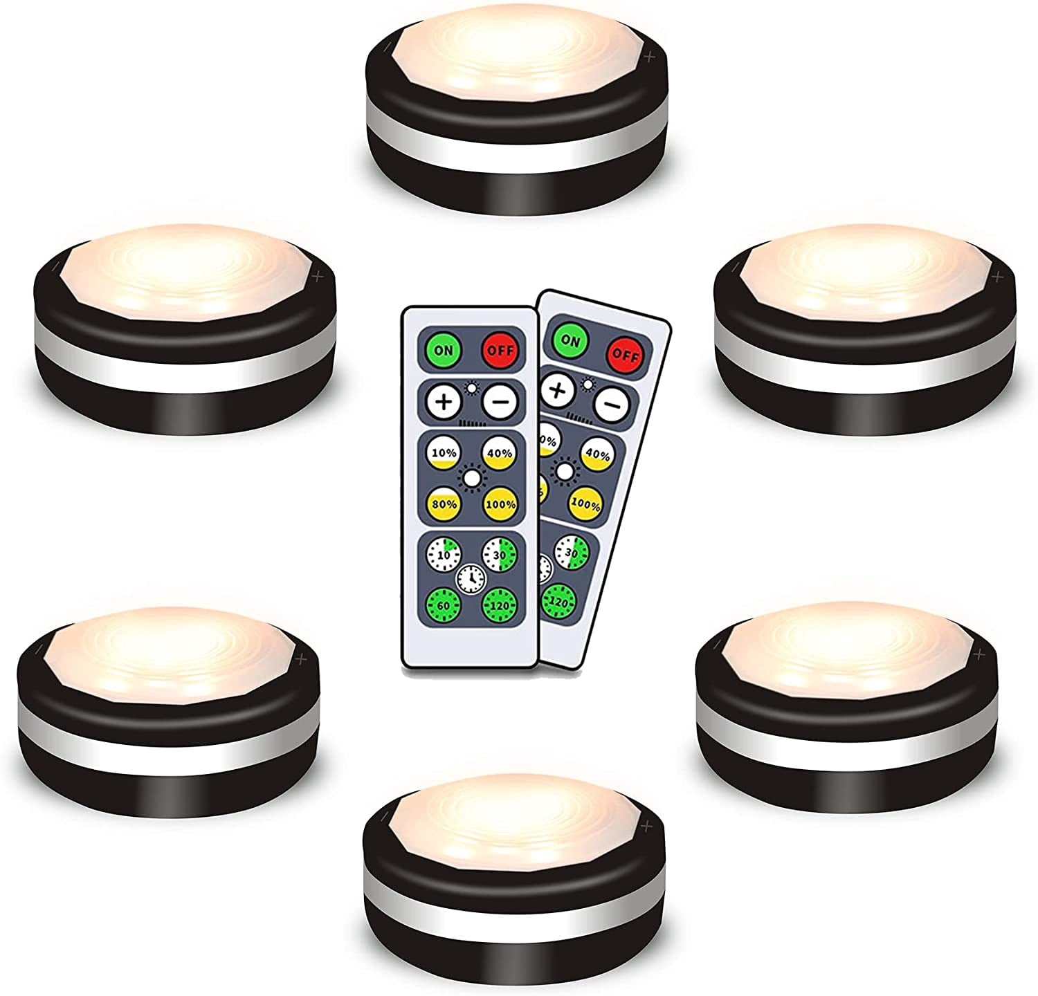 Puck Lights with Remote Control, Under Cabinet Lighting Dimmable Timer ...