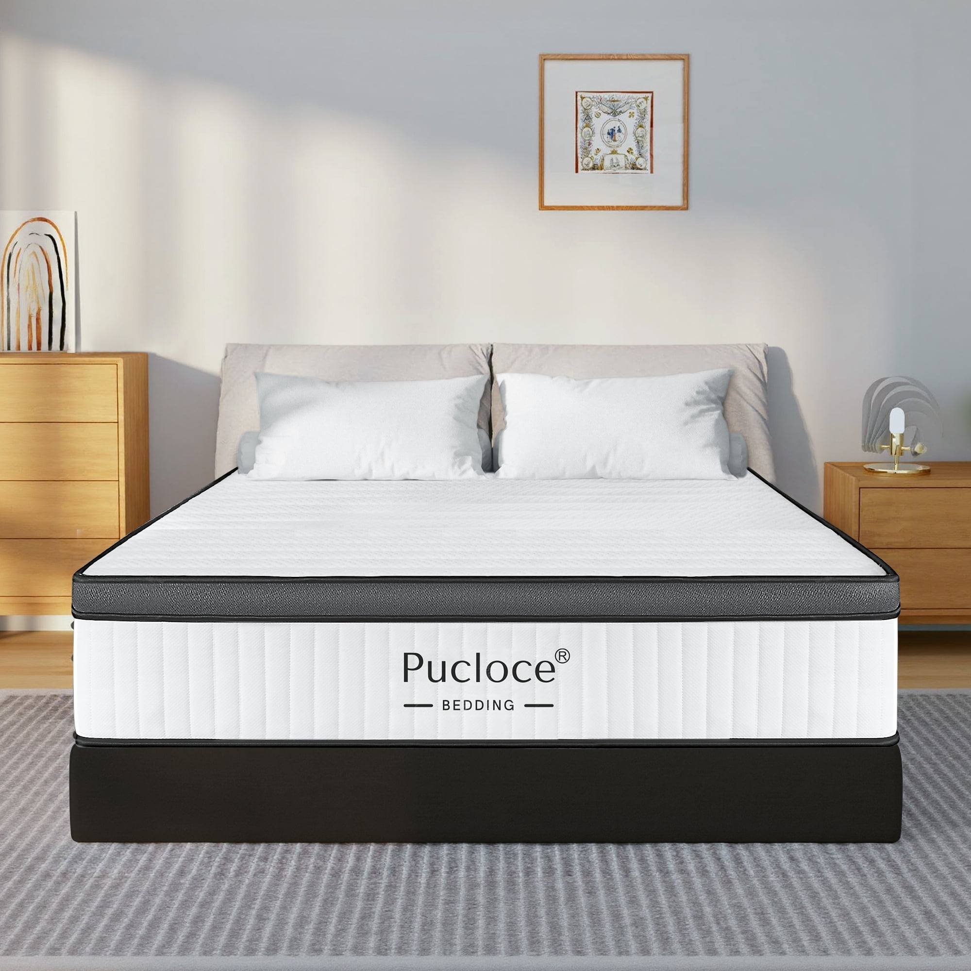 Pucloce 12 Inch Queen Mattress, Memory Foam Hybrid Innerspring, Boxed ...