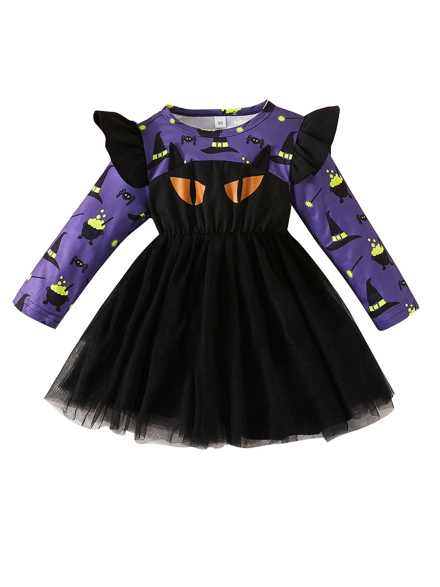 Pudcoco Halloween Kids Girls Fall Outfits, Long Sleeve Crew Neck Bat ...