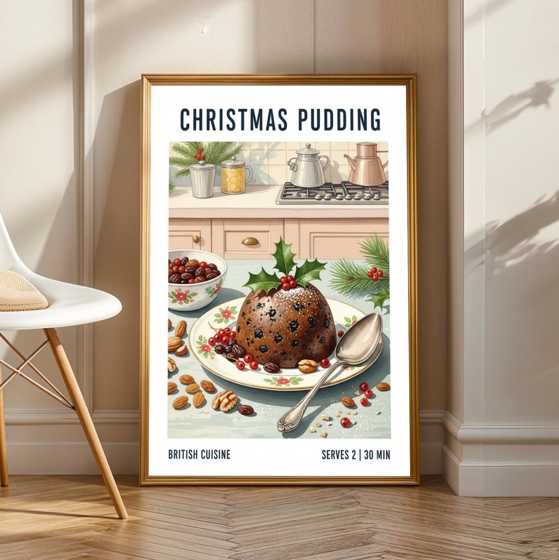 Pudding Poster -Dessert Wall Art - British Food Print - Festive Kitchen ...