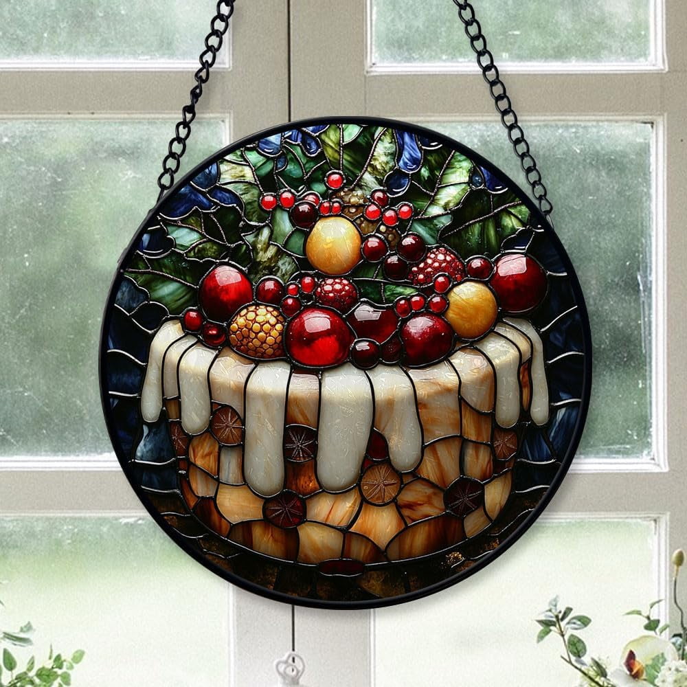 Pudding Stained Glass Suncatcher Ornament, Pudding, Pudding Stained ...