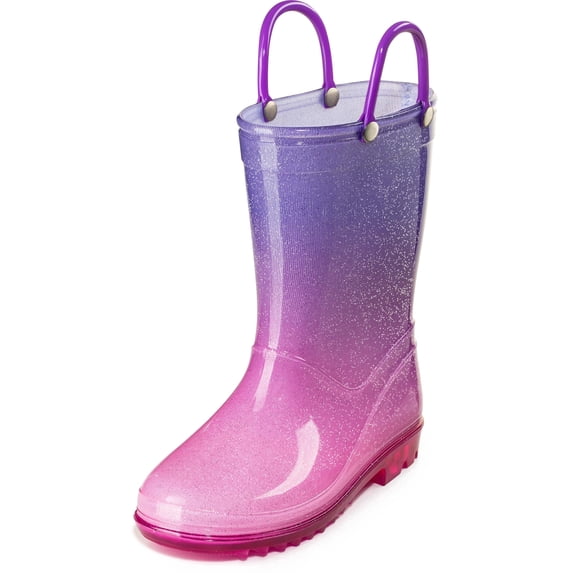 Puddle Play Kids PVC Glitter Rain Boots - Easy On Handles - For Girls ...