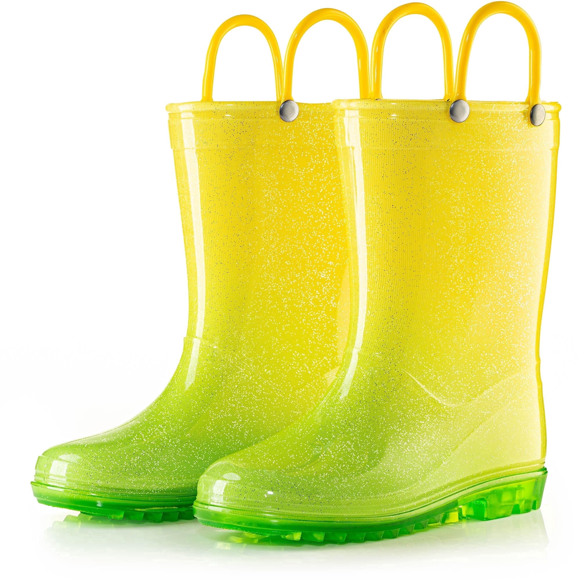 Puddle Play Kids PVC Glitter Rain Boots - Easy On Handles - For Girls ...