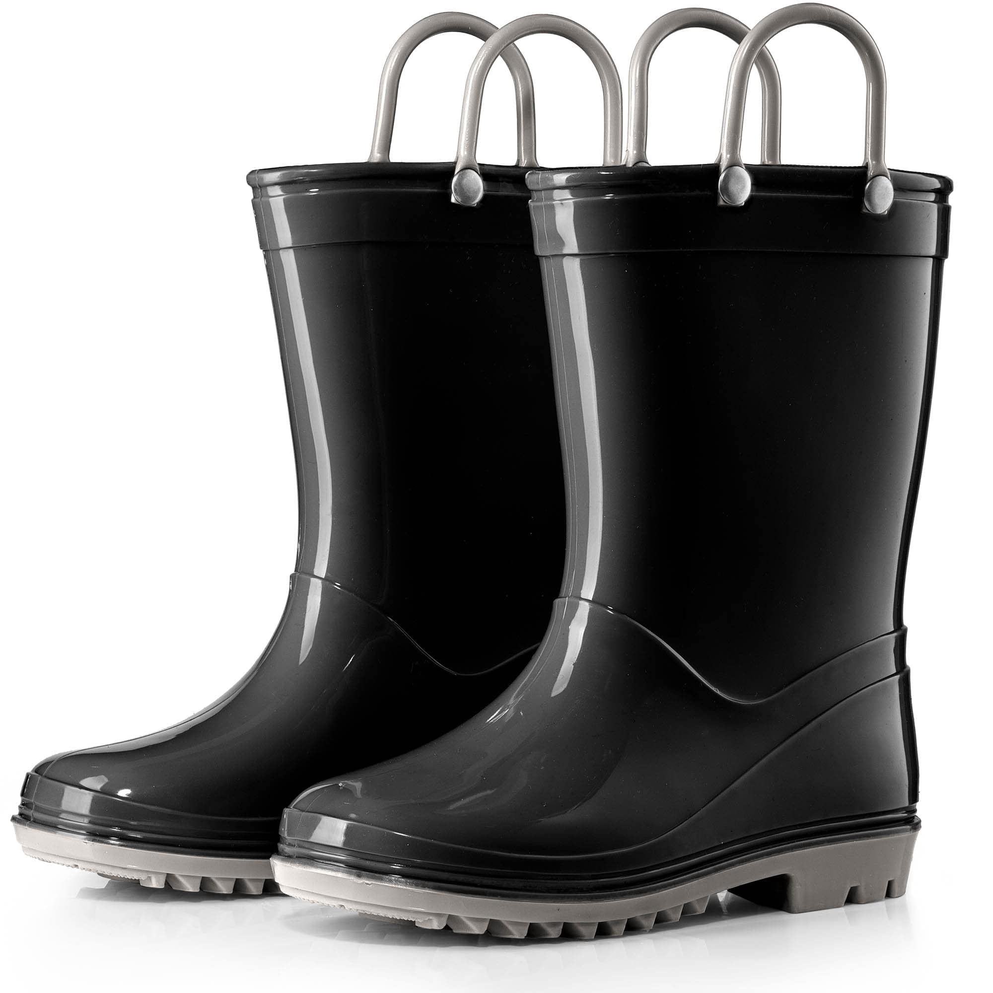 Puddle Play Toddler and Kids PVC Rain Boots with Easy On Handles - Boys ...
