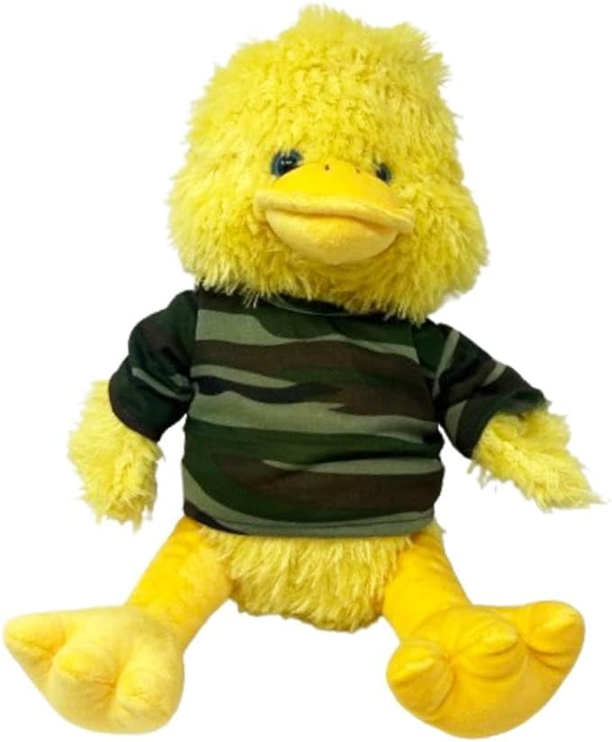 Puddles the Duck 16 inch Stuffed Animal with Camo T-Shirt, Ideal 4th of ...