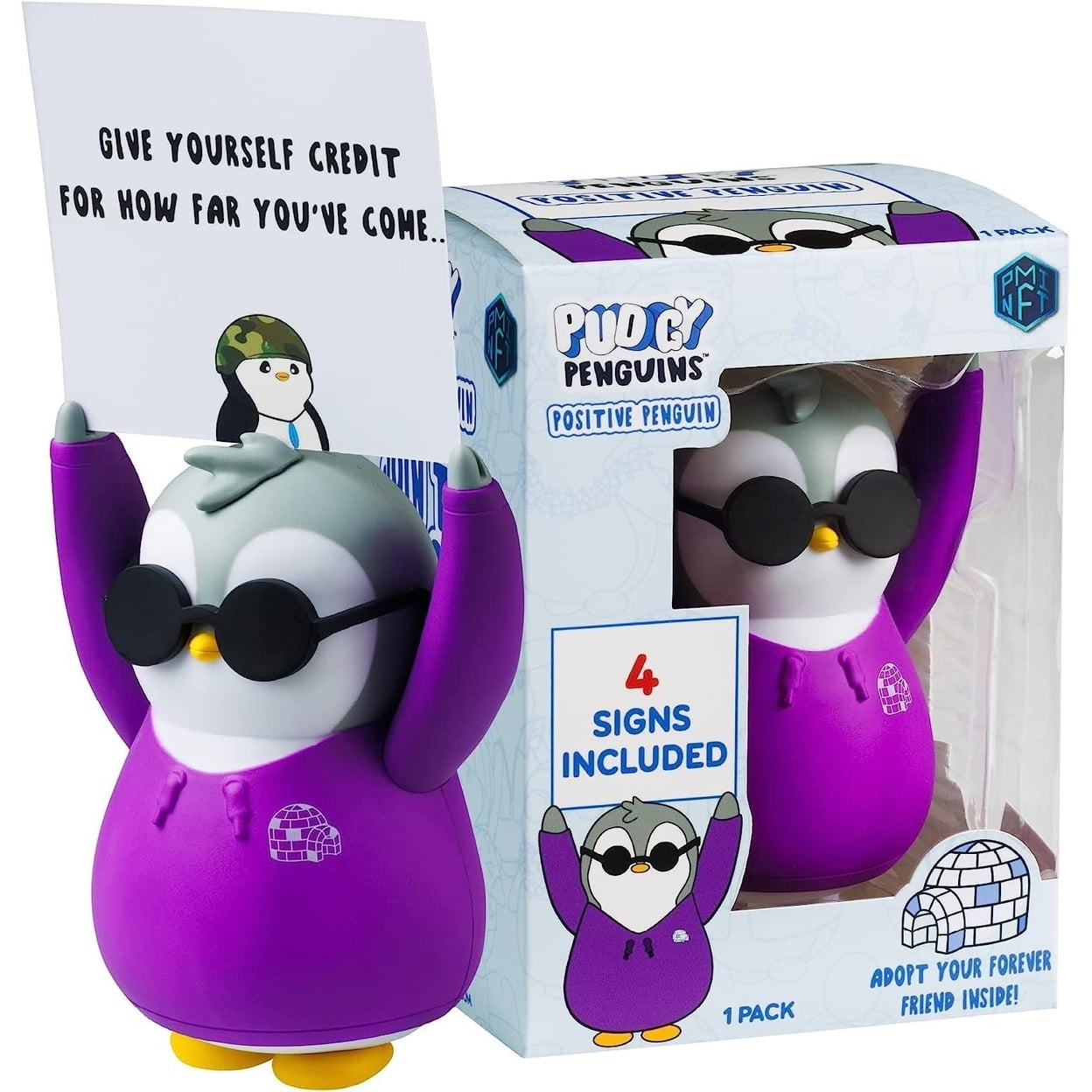 Pudgy Penguins Positive Affirmation Sign, Purple Desk Card Holder ...