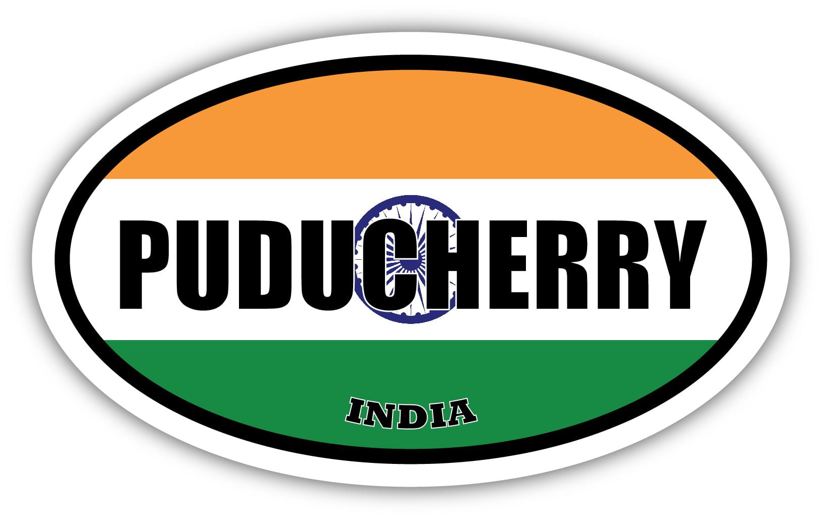 Puducherry India Flag Oval Decal Vinyl Bumper Sticker 3x5 inches ...