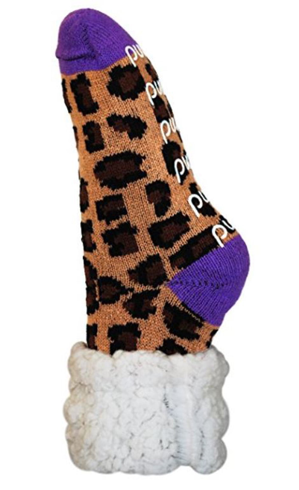 Pudus Brand Slipper Sock Leopard Print Purple Toe One Size All ...