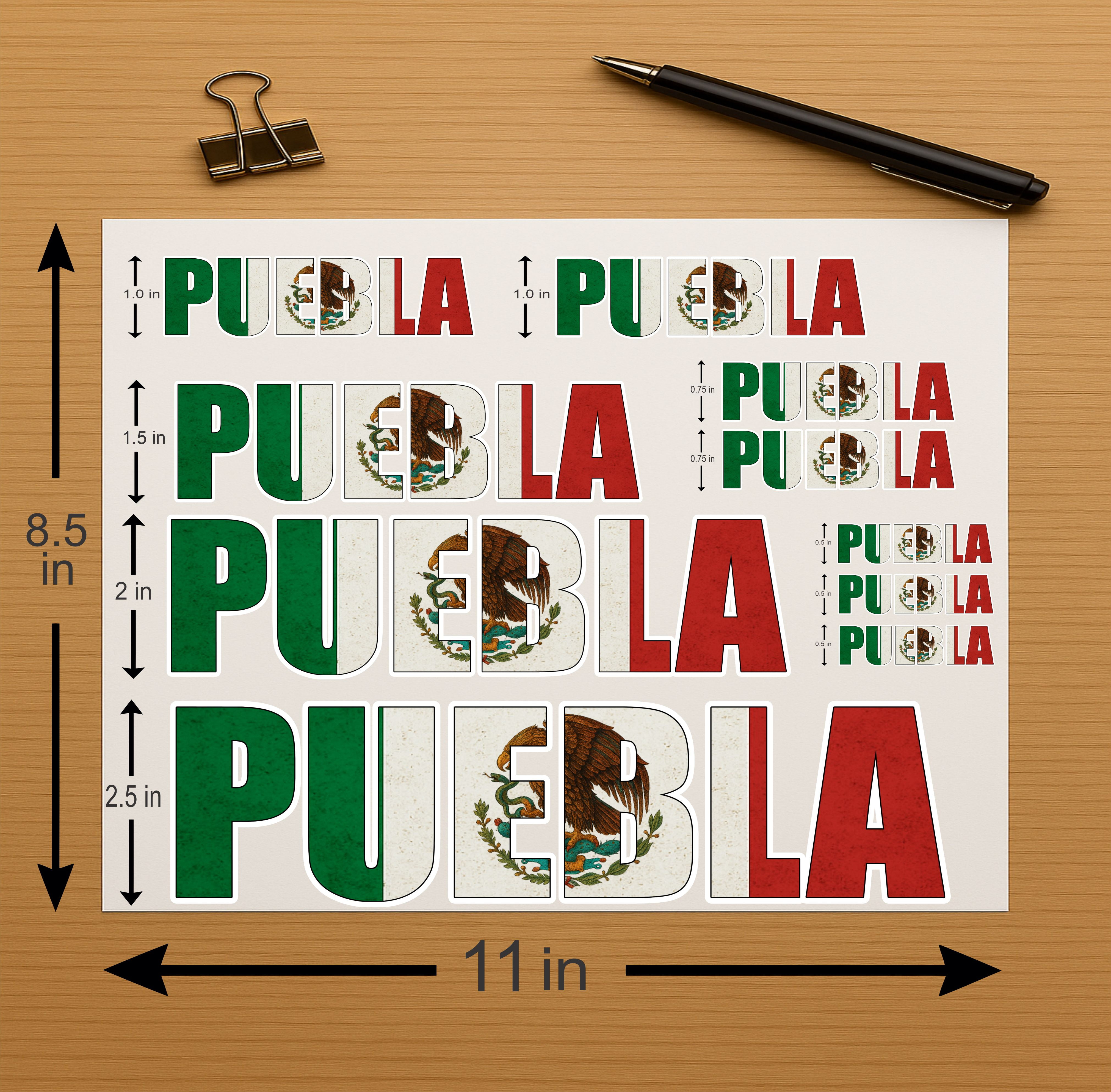 Puebla Mexico Flag Letters Vinyl Sticker Decal Set – Full Color ...