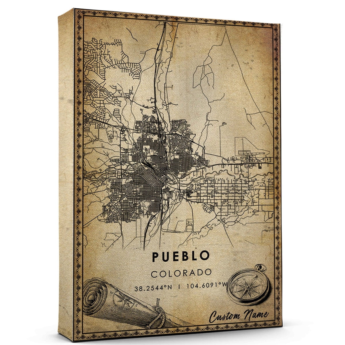 Pueblo Map Poster, Colorado Map Art Poster, Canvas, Pueblo Map City ...