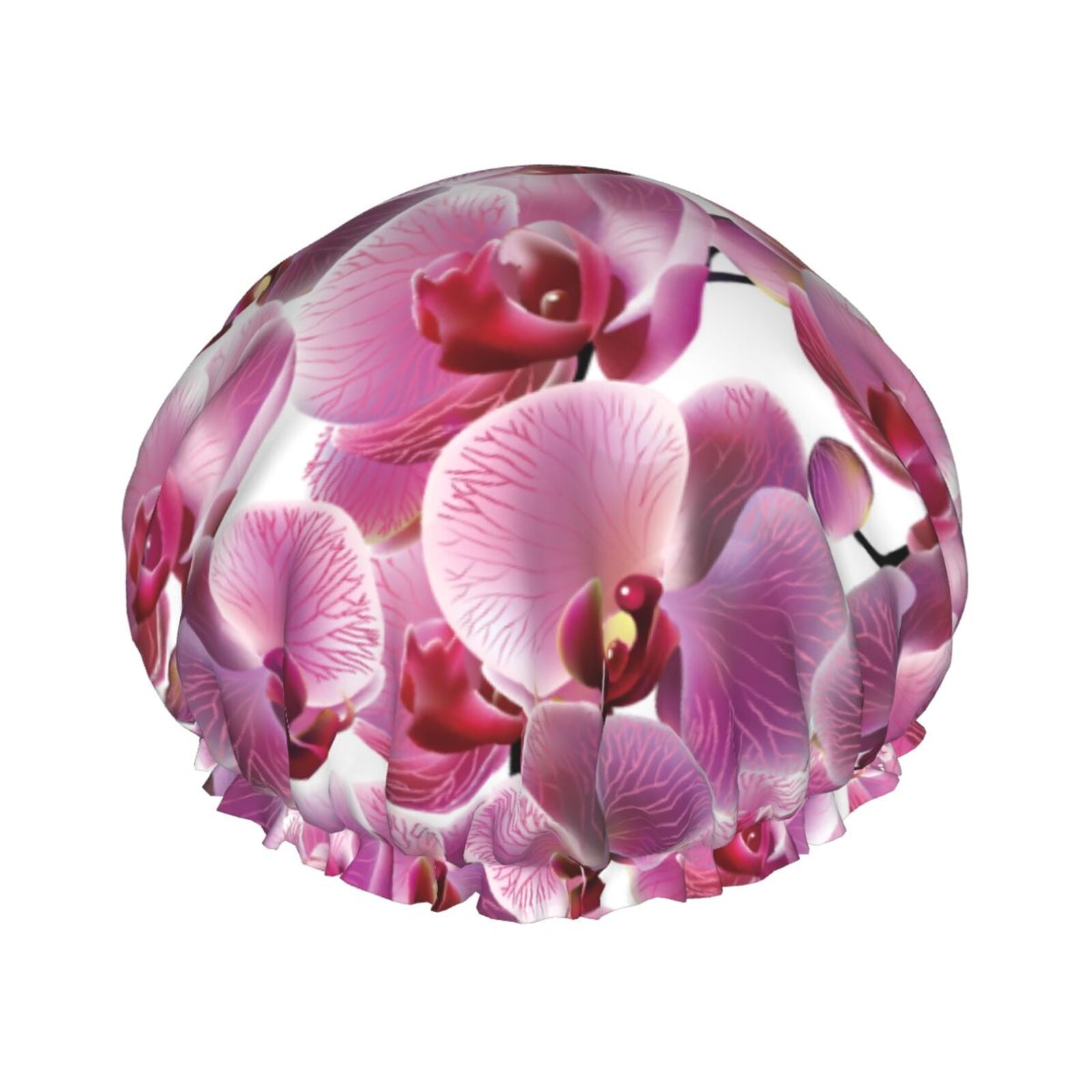 Pueple Orchids Flowers Shower Cap, Reusable Bath Hair Hat for all Hair ...