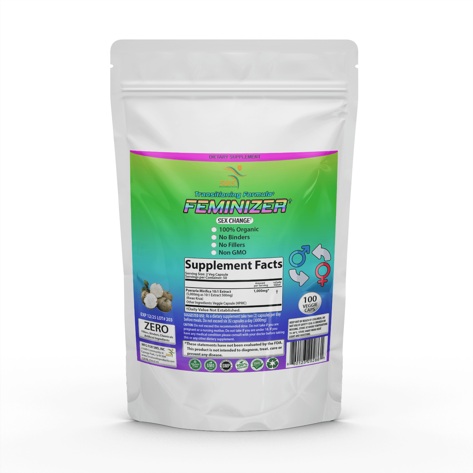 SMS Feminizer Pueraria Mirifica 100% Extract 100 Capsule Pills Breast ...