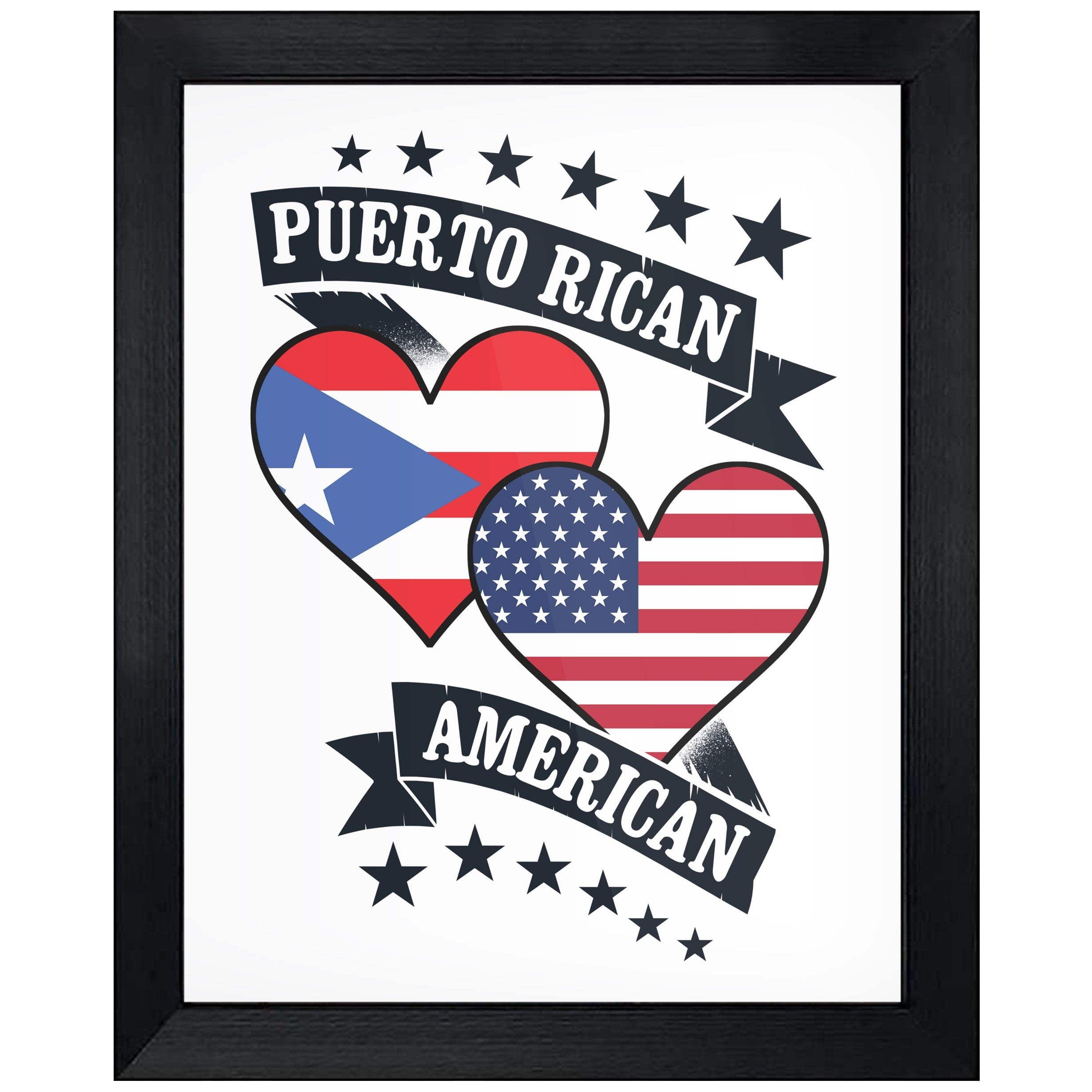 Puerto Rican American Heart Flags Puerto Rico America 8"x10" Wall Art ...
