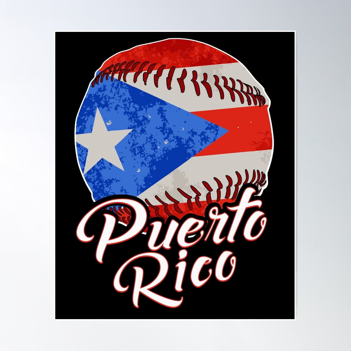 Puerto Rican Baseball Flag T-Shirt Boricua Pride Poster Wall Art ...