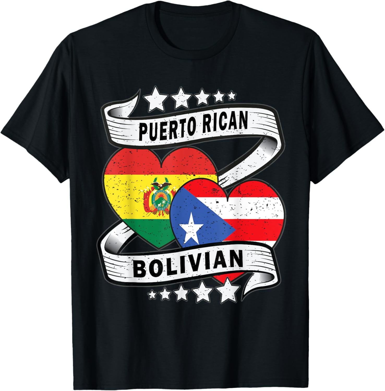 Puerto Rican Bolivian Heart Flags Puerto Rico And Bolivia T-Shirt ...