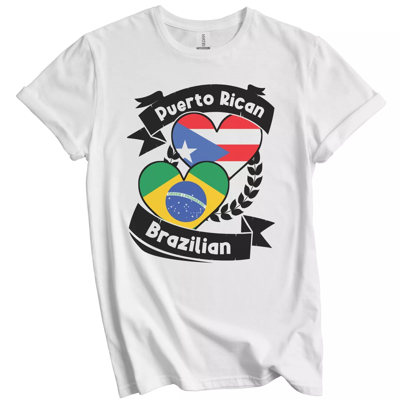 Puerto Rican Brazilian Heart Flags Puerto Rico Brazil T-Shirt - Walmart.com