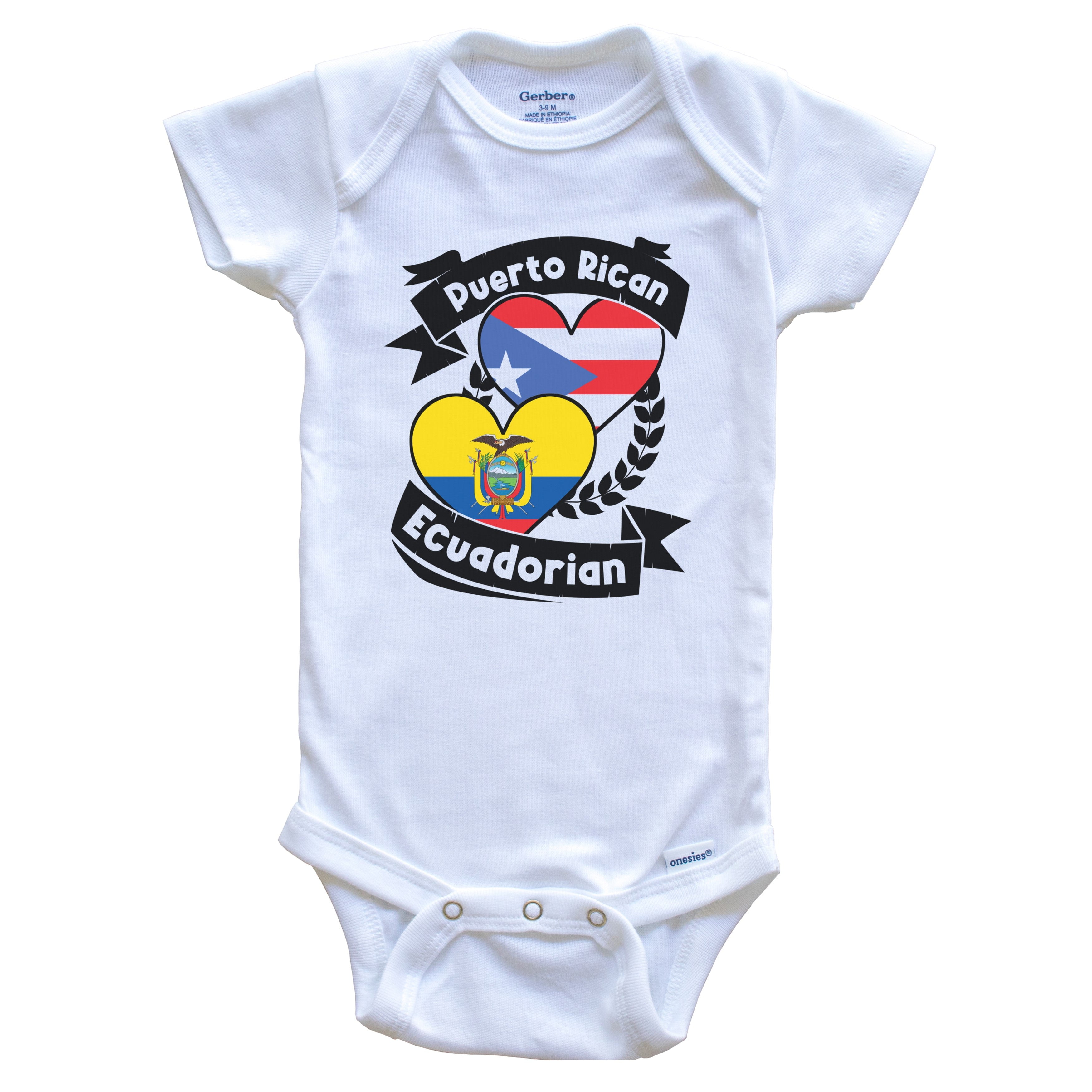 Puerto Rican Ecuadorian Heart Flags Puerto Rico Ecuador Baby Bodysuit ...