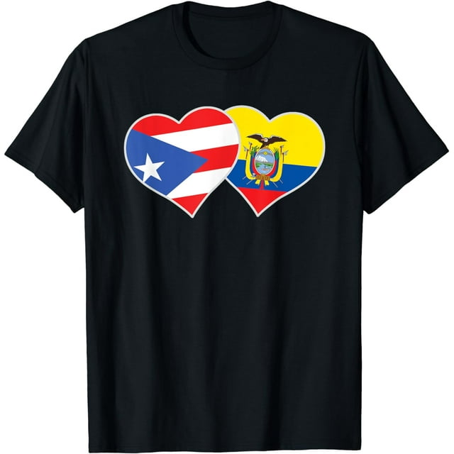 Puerto Rican Ecuadorian Heart Love Puerto Rico Ecuador Flag T-Shirt ...