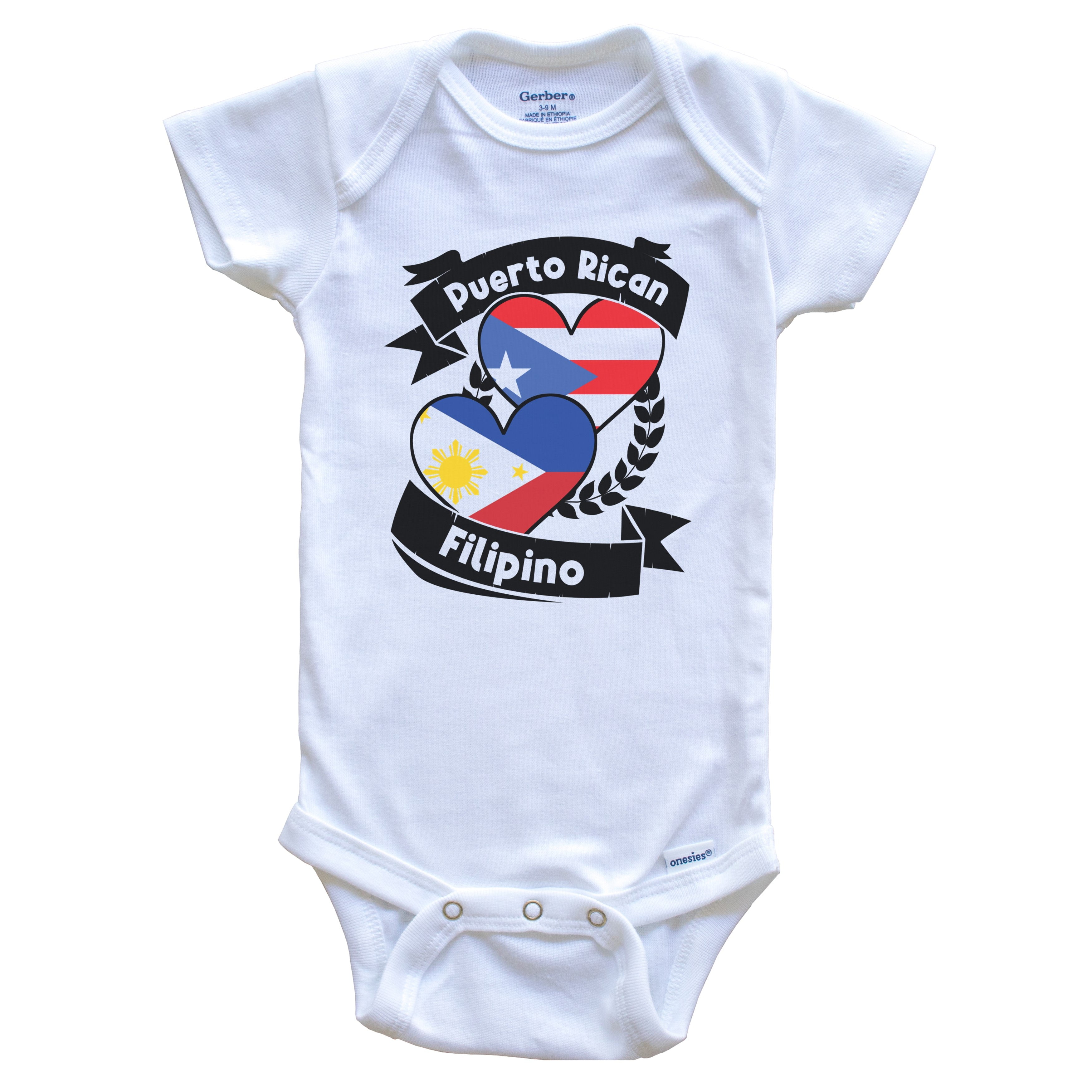 Puerto Rican Filipino Heart Flags Puerto Rico Philippines Baby Bodysuit ...