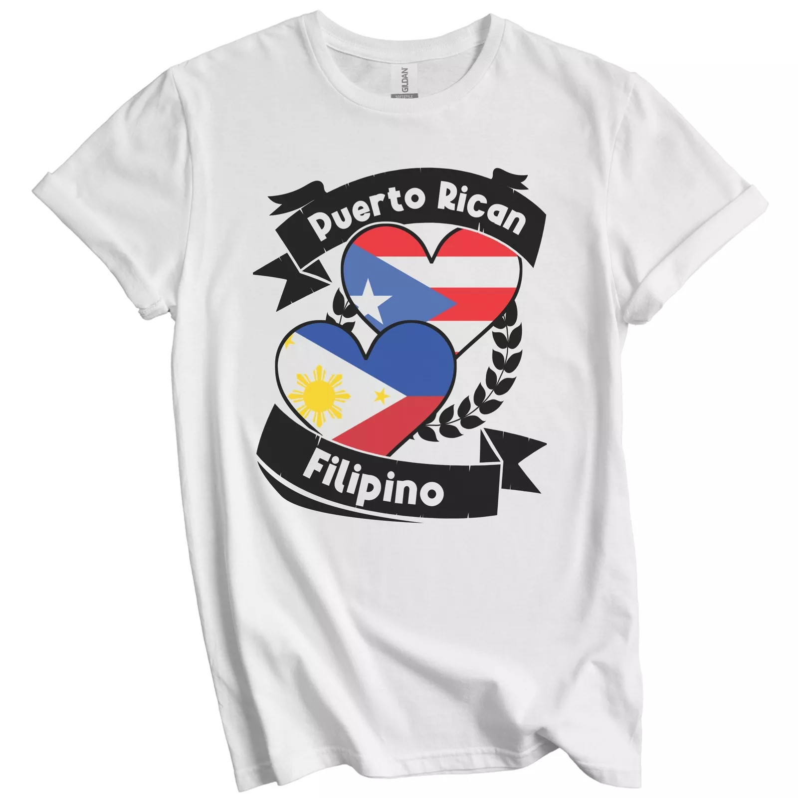 Puerto Rican Filipino Heart Flags Puerto Rico Philippines T-Shirt ...