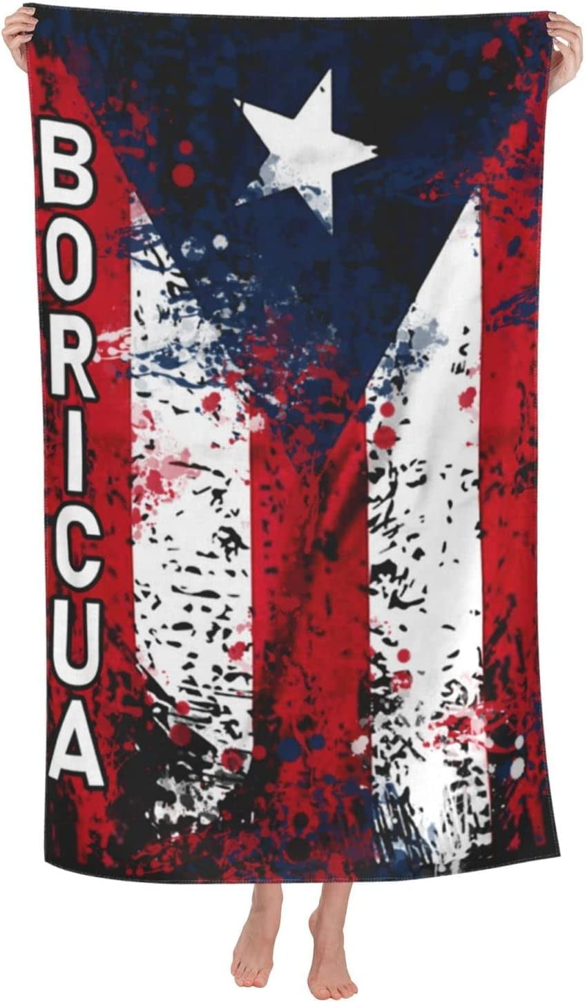 Puerto Rican Flag Beach Towels,Cute Quick-Drying Lightweight Microfiber ...
