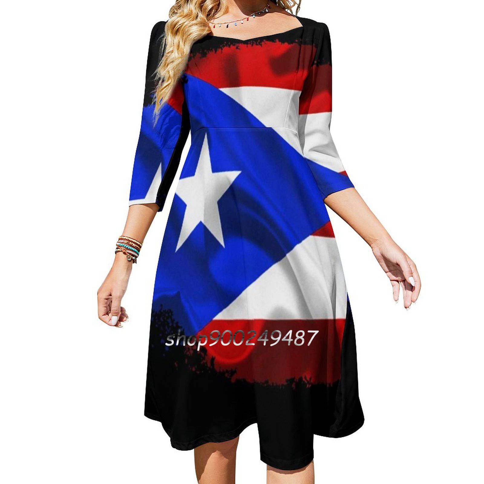 Puerto Rican Flag | | | By Solomaskx Square Neck Dress New Plus Size ...