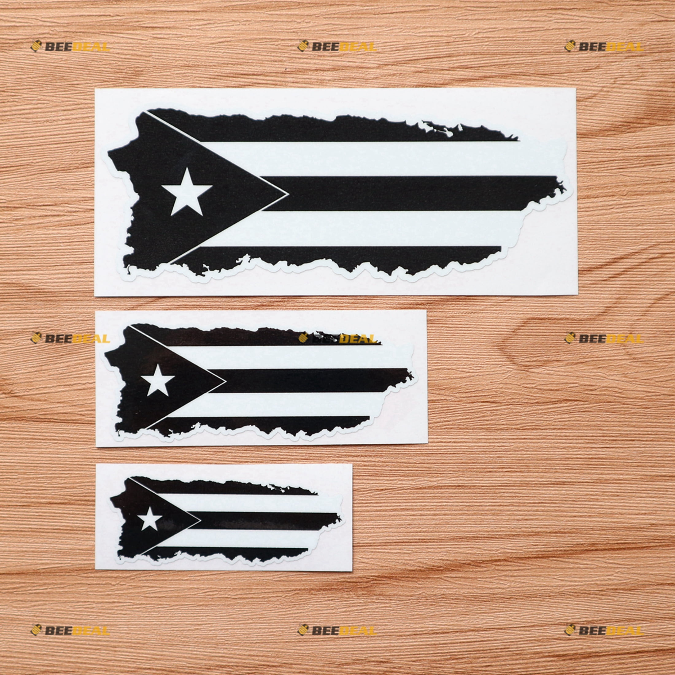 Puerto Rican Flag Map Outline PR Vinyl Decal Sticker Puerto Rico Black White - 3 Pack Glossy, 3 ...