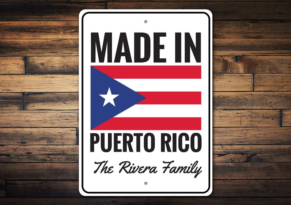 Puerto Rican Flag Novelty Sign, Metal Wall Decor - 10x14 inches ...