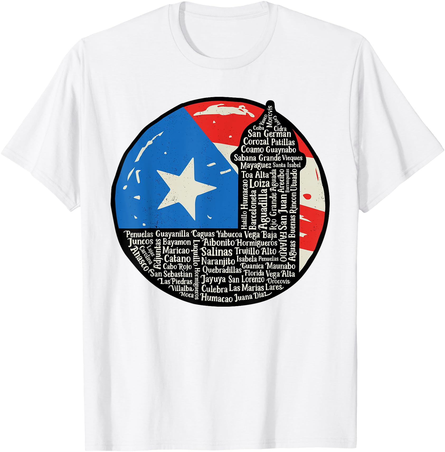 Puerto Rican Flag Puerto Rico Towns And Cities Retro Vintage T-Shirt ...