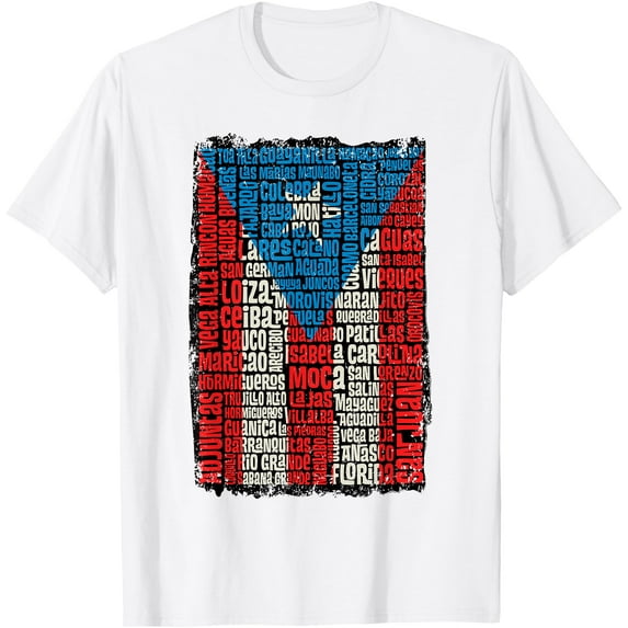 Puerto Rican Flag Puerto Rico Towns And Cities Retro Vintage T-Shirt ...